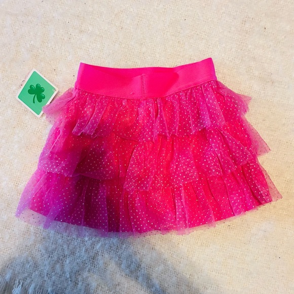 Bottoms | New Nwt Girls Pink Tulle 3 Layer Skirt With Silver Dots Size ...